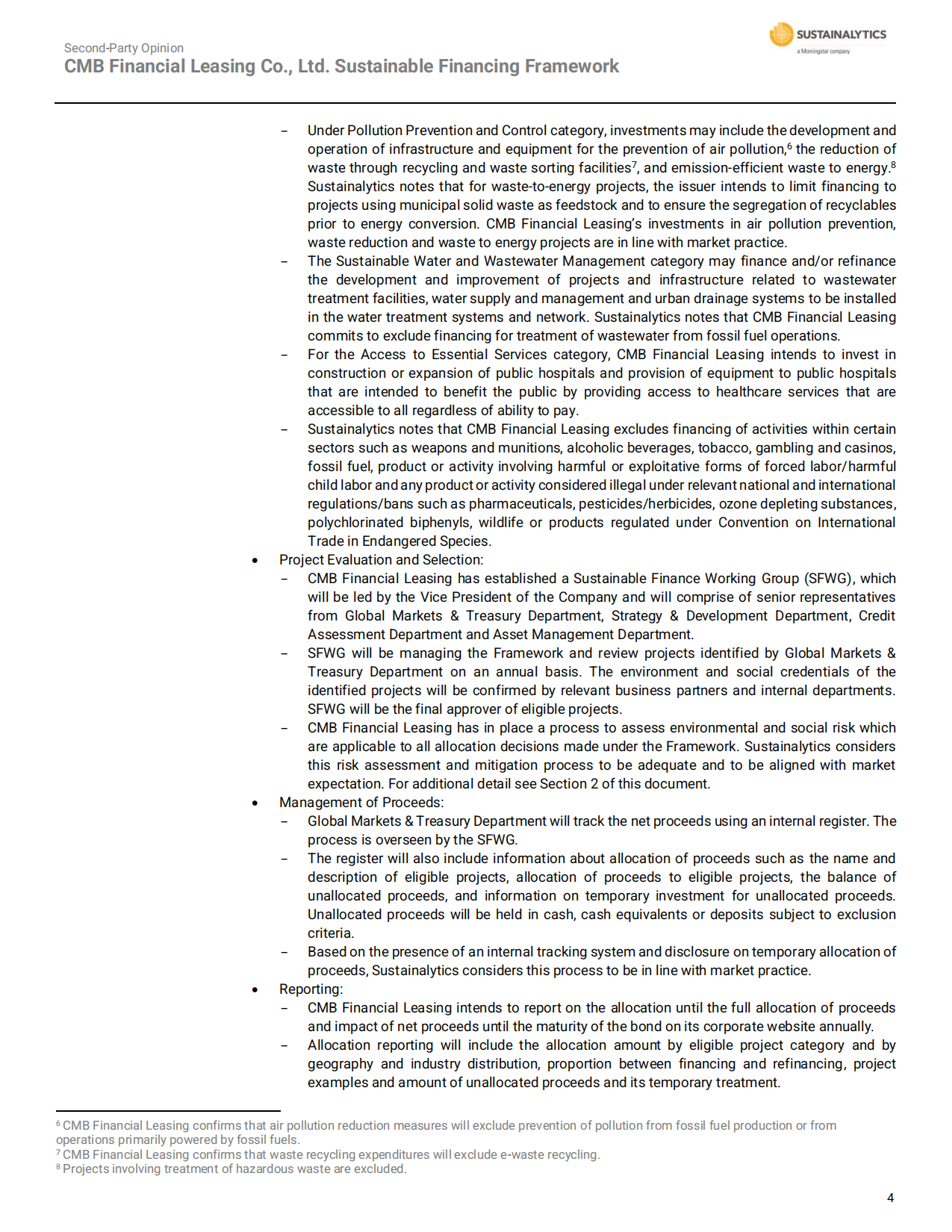 Second-party Opinion on CMB Financial Leasing Co., Ltd.'s SUSTAINABLE ...
