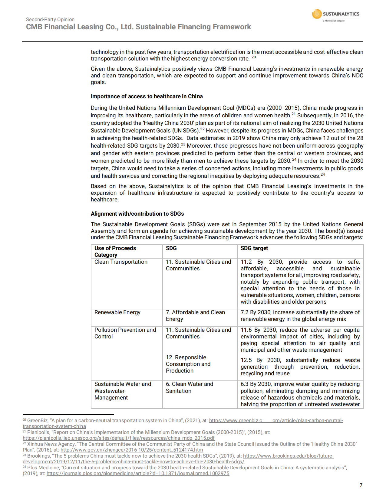Second-party Opinion on CMB Financial Leasing Co., Ltd.'s SUSTAINABLE ...