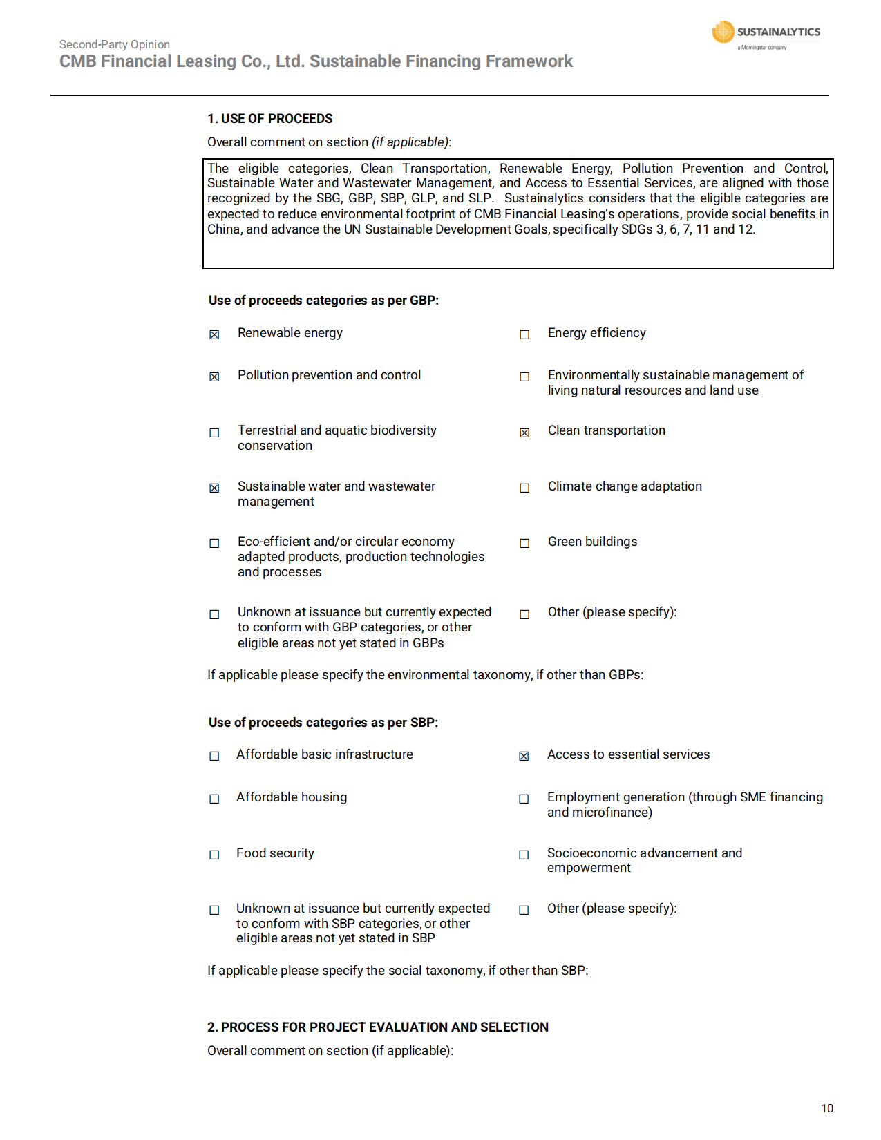 Second-party Opinion on CMB Financial Leasing Co., Ltd.'s SUSTAINABLE ...